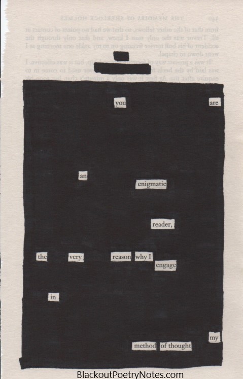 Blackout Poem - Enigmatic Reader - Blackout Poetry Notes