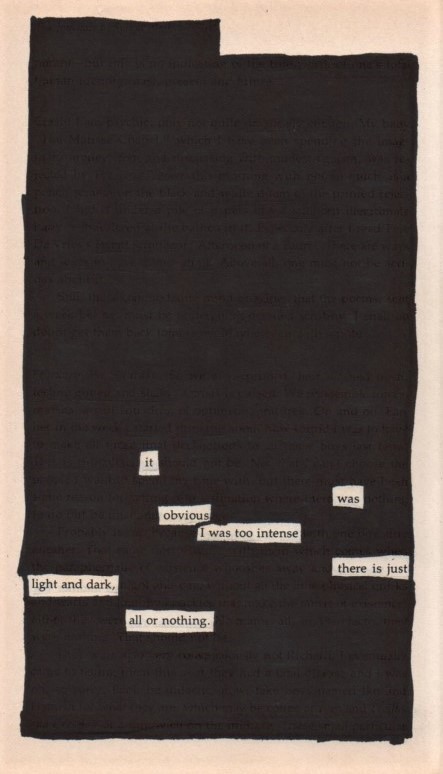 All or Nothing - Blackout Poetry Notes
