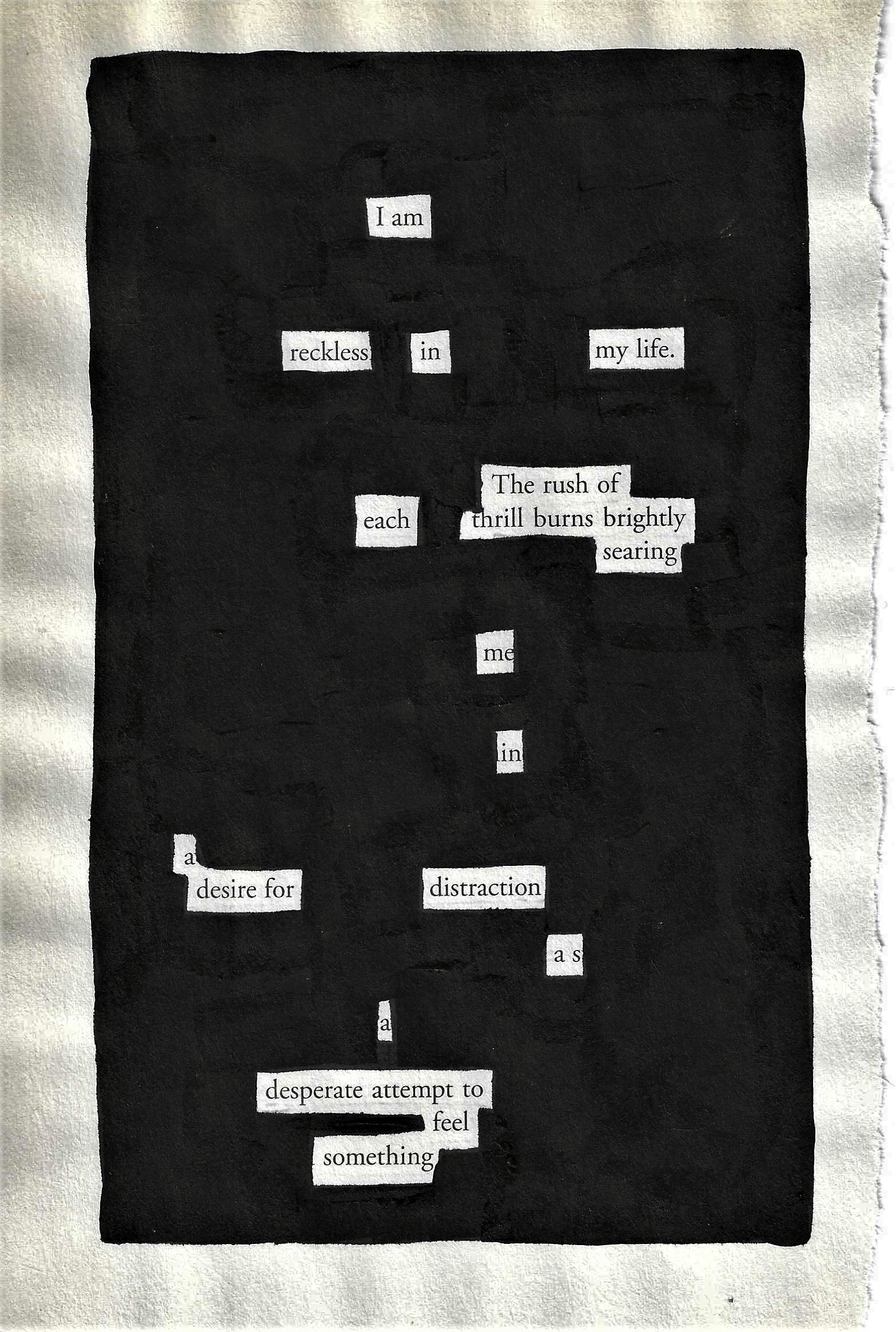 Reckless - Blackout Poetry Notes