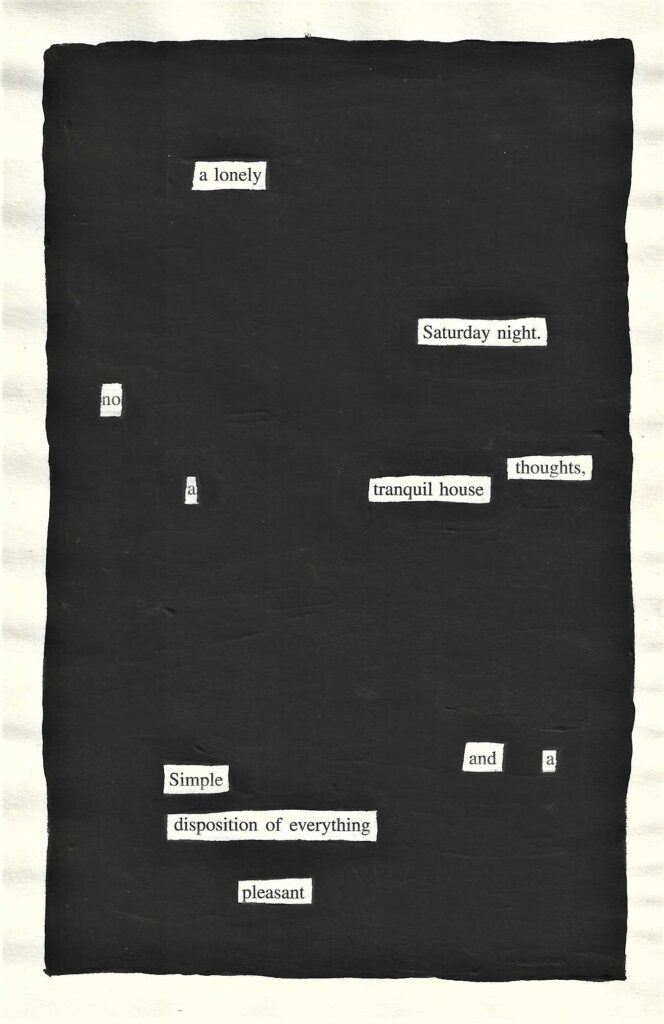 Saturday Night - Blackout Poetry Notes