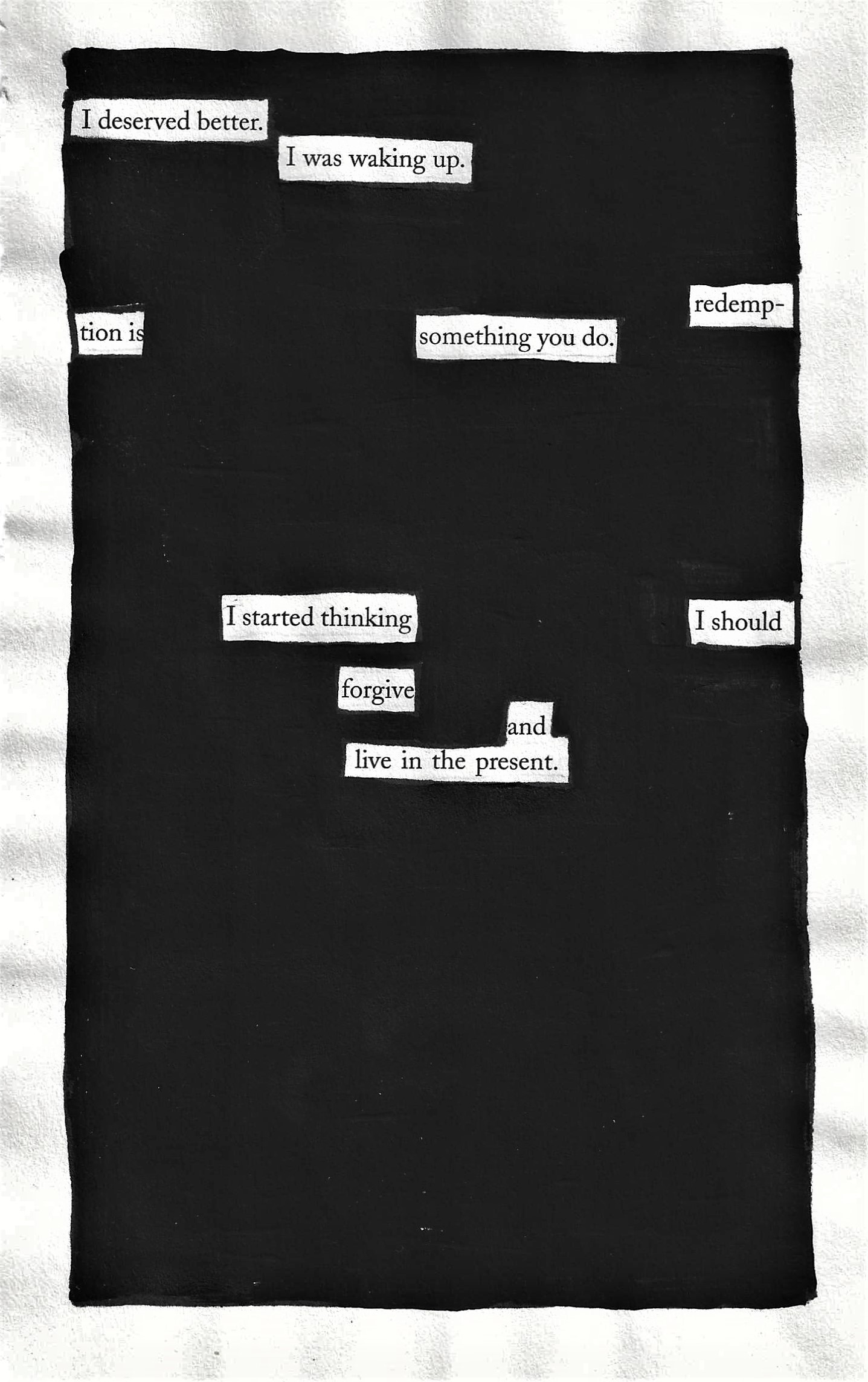 Redemption - Blackout Poetry Notes